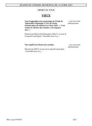 Ordre du jour 2023 | Ville d'Ivry-sur-Seine